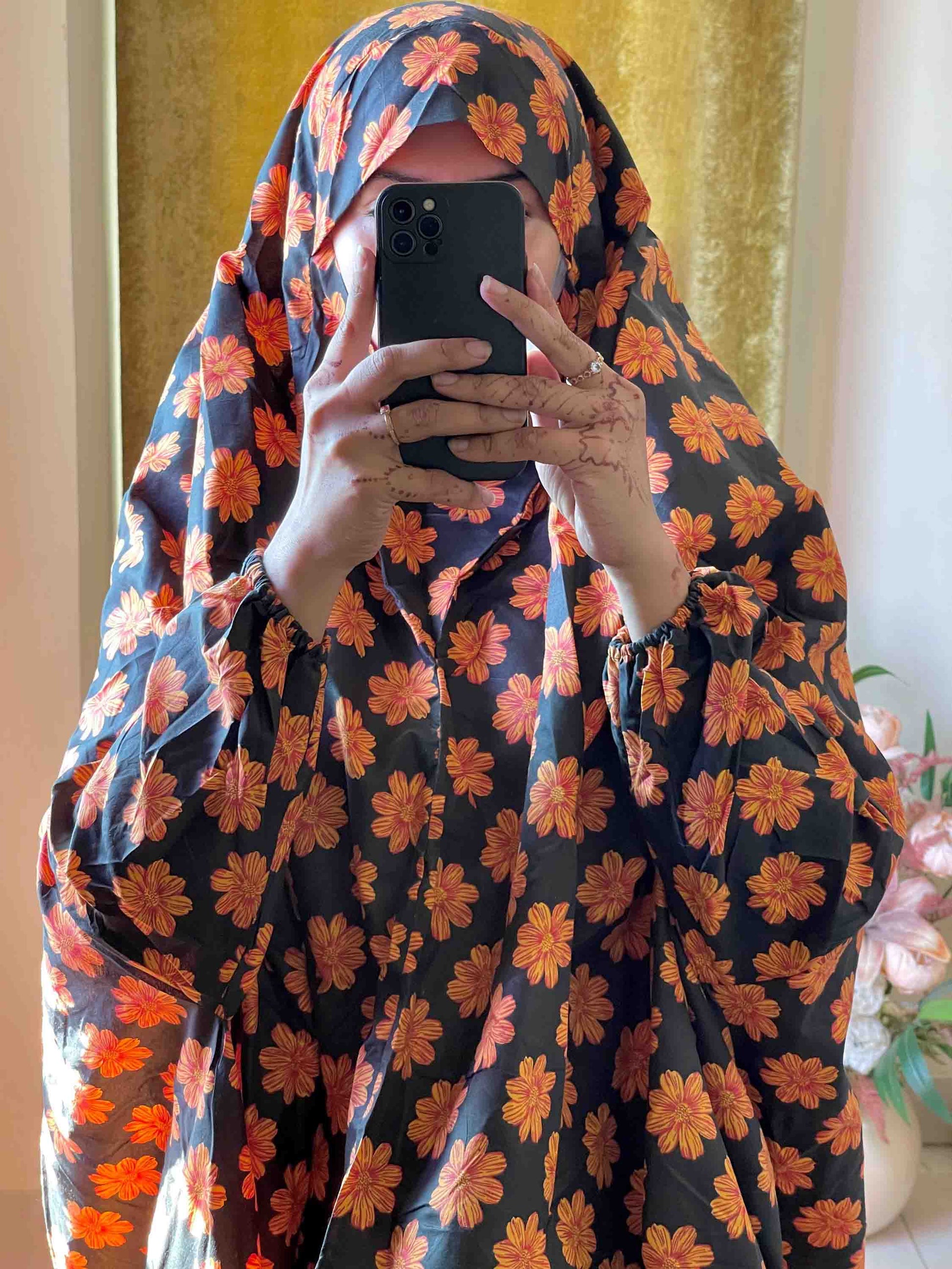 Full Coverage Namaz Chadar with Sleeves + Niqab (Cotton) Attires For ...