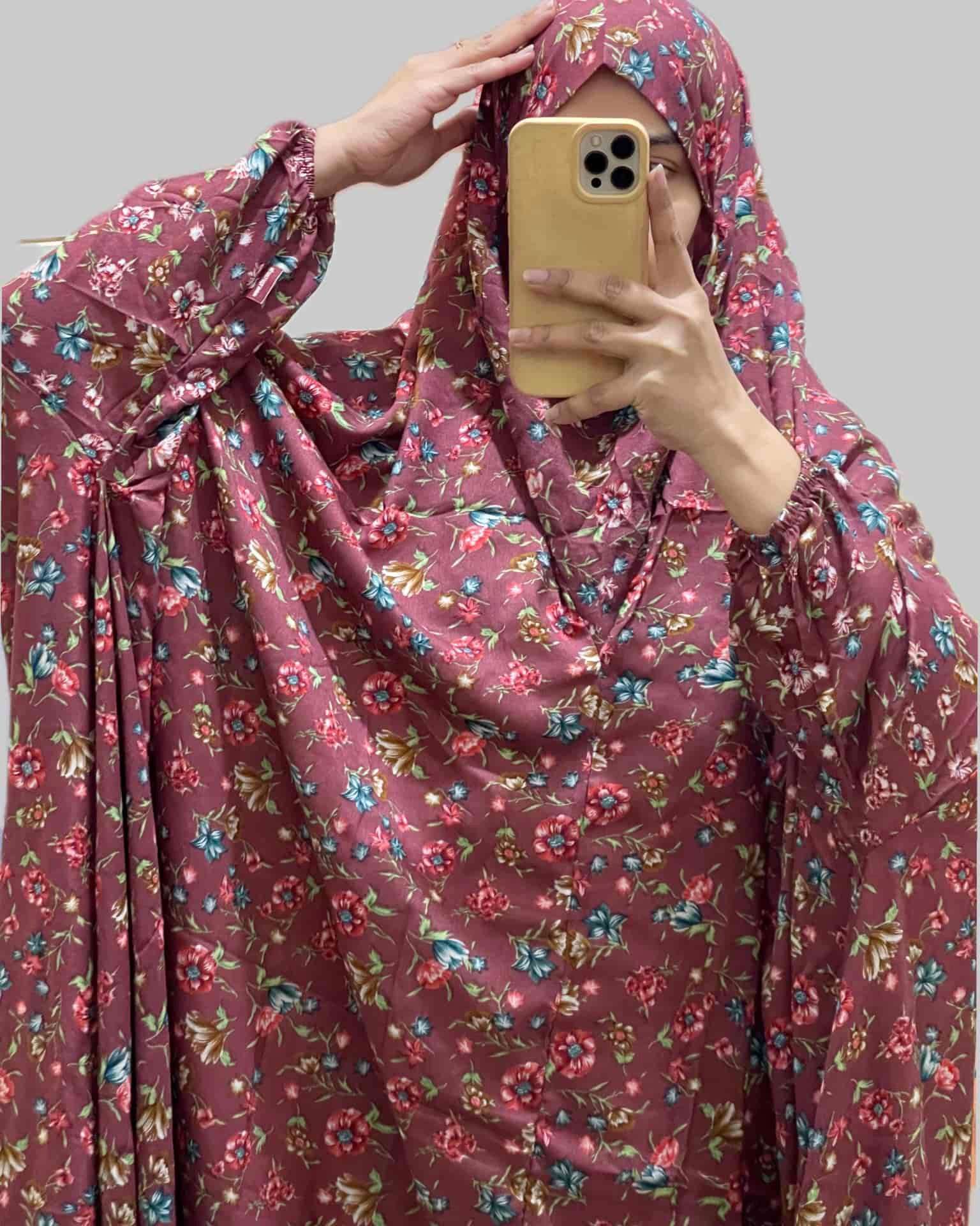 Full Coverage Namaz chadar with sleeves + Niqab (Linen) Attires For ...