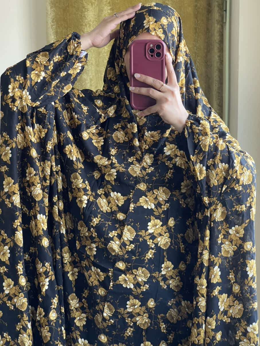 Full Coverage Namaz chadar with sleeves + Niqab (Linen) Attires For ...